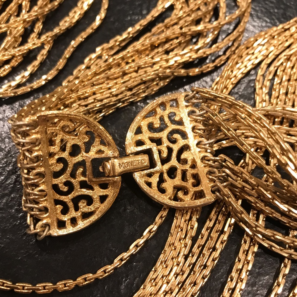 Monet Multichain Gold Tone Strand Necklace - Gem